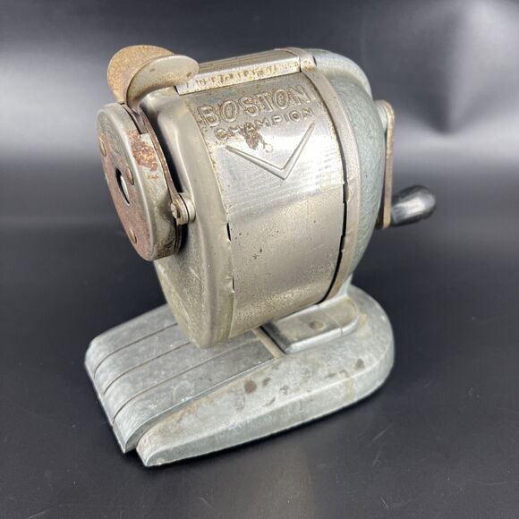 Office | Vintage Boston Champion Pencil Sharpener Desktop Pinch Feed ...